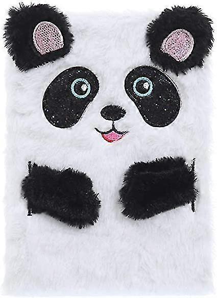 Plush Notebook, Faux Fur Notebook For Kids, Panda Pattern Diary Journal ...