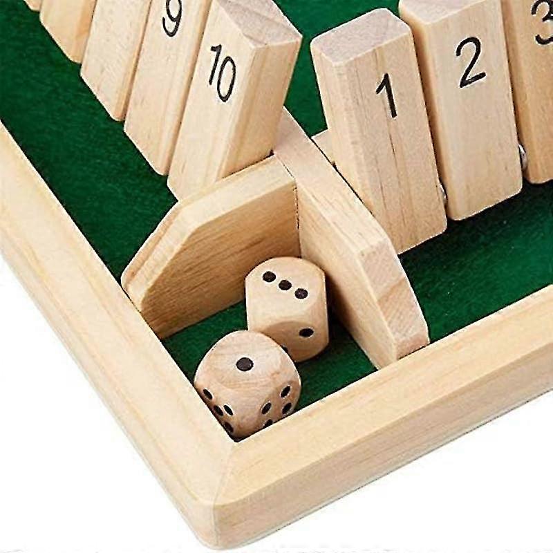 Wooden Board Game, 4 Player Shut The Box Game Dice Game Wooden Math ...