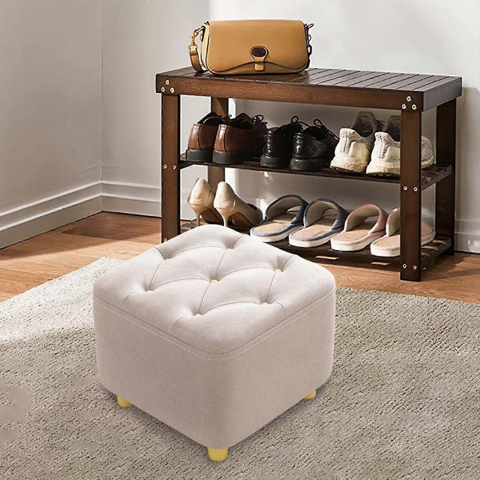 Small Footstool Foot Stool Stable Padded Seat Silent Bottom Pads ...