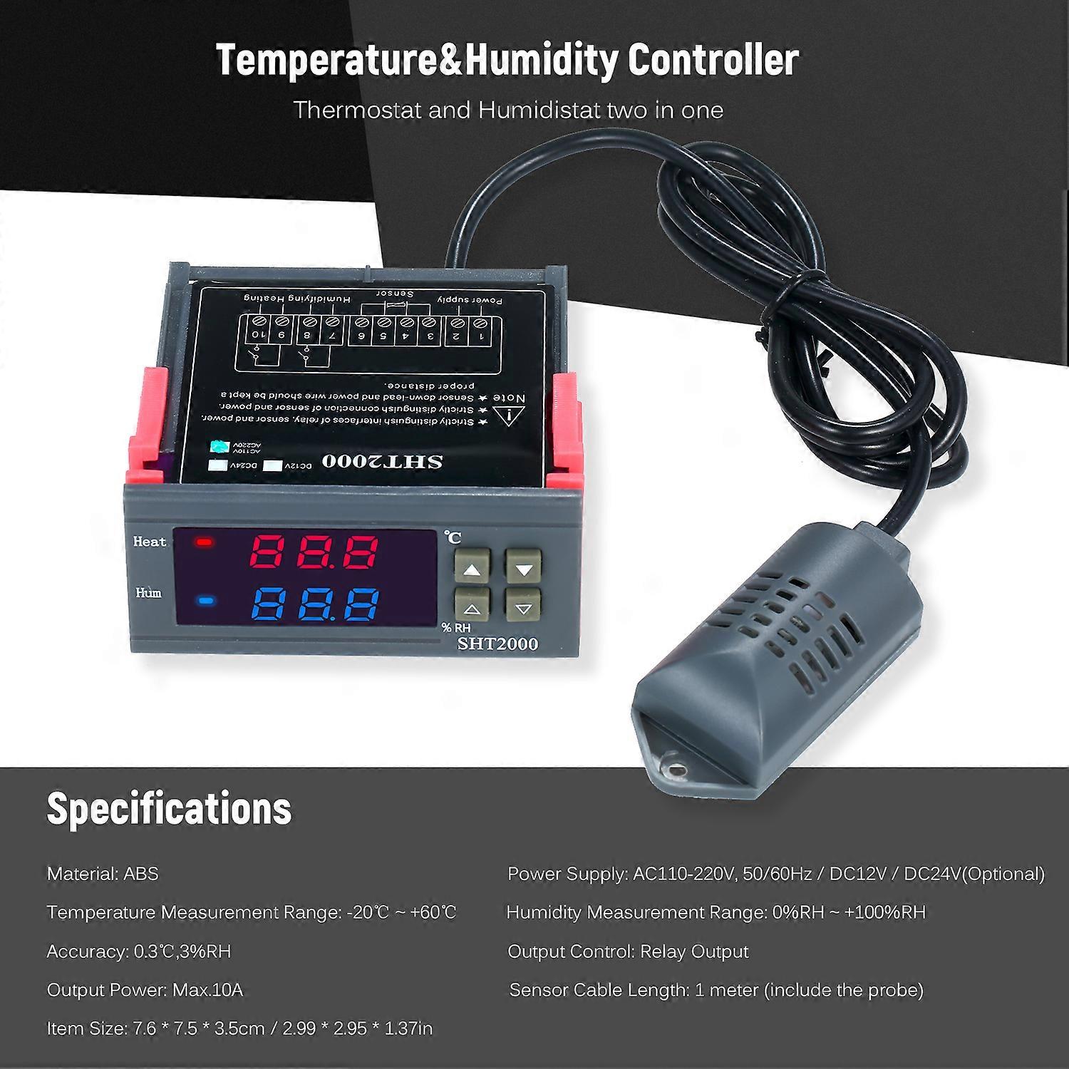 Digital Display Temperature&Humidity Controller Thermoregulator ...