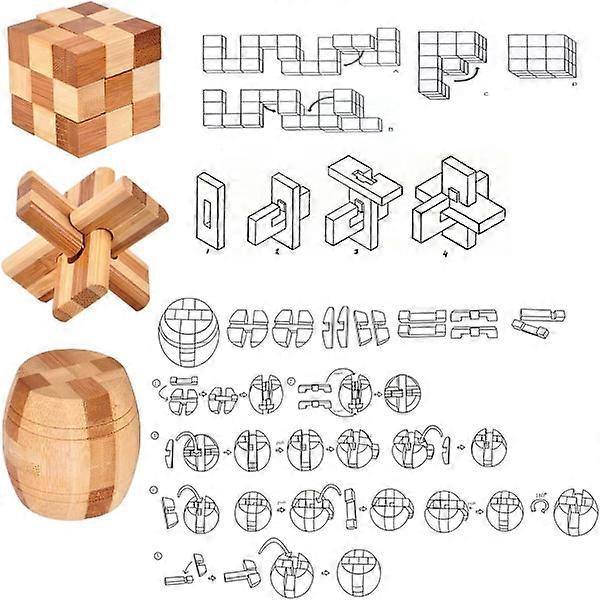 Pieces Wooden Brain Teaser, Brain Teaser Game, 3D IQ Puzzle Mini Wooden ...