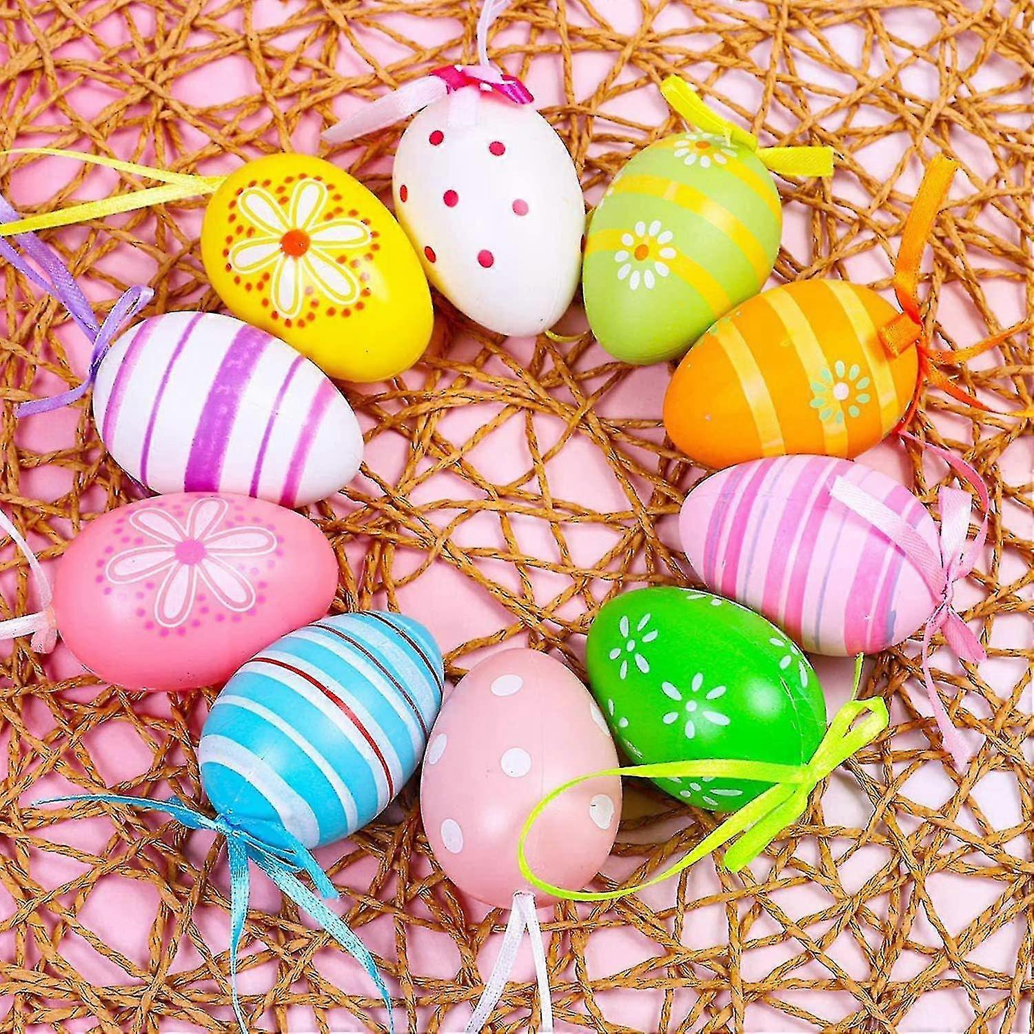 Easter Eggs Decorations,16 Pcs Easter Eggs Hanging Ornaments, Colorful ...
