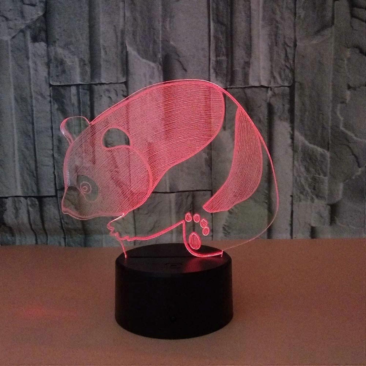 JUSTUP 3D Illusion Lamp LED Panda Night Light Animal Toys 7 Color ...