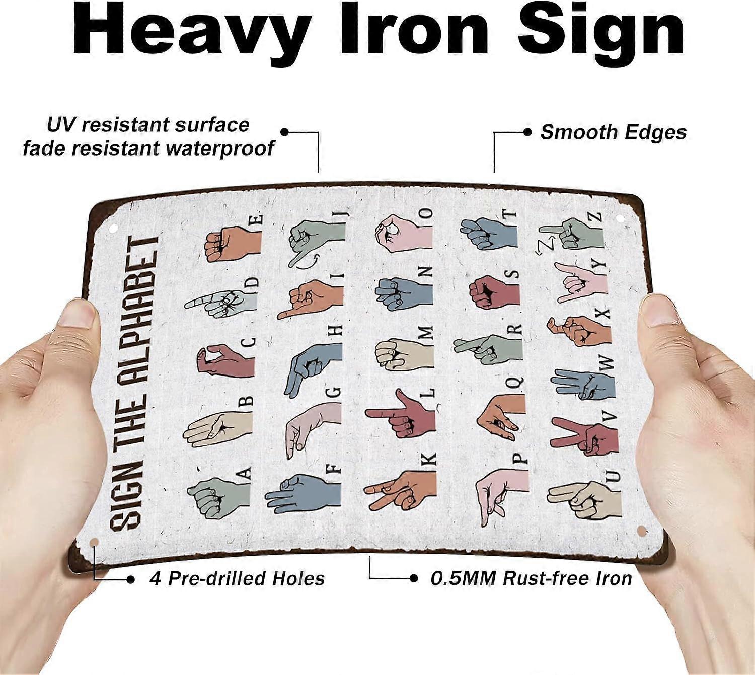 Metal Tin Signs Vintage ASL American Sign Language Alphabet Educational ...
