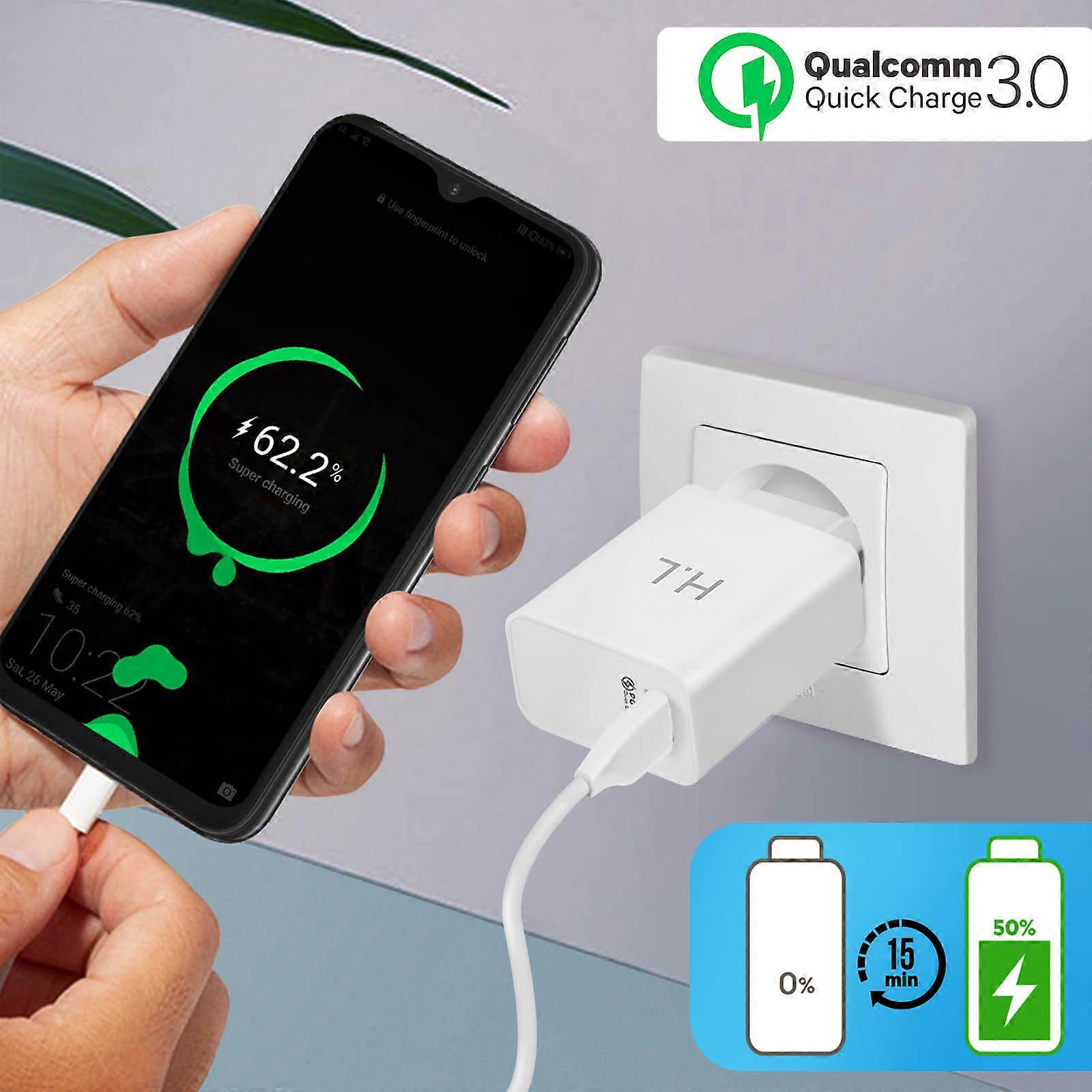 3A Wall Charger Qualcomm Quick Charge 3.0 USB Type C Cable (1m)- White | Fruugo UK