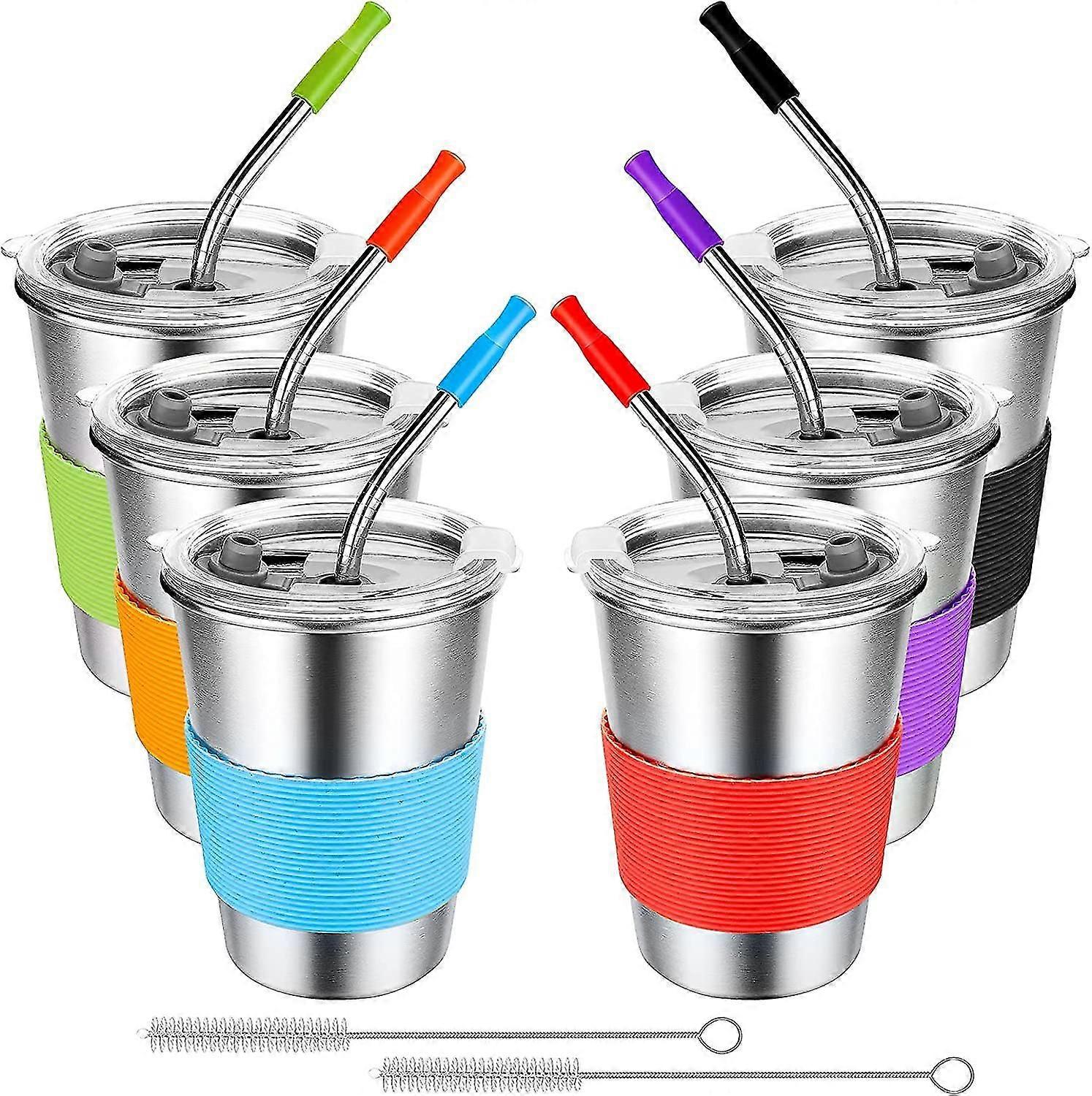 Kids Cups With Straws Spill Proof, 6 Pa 12 Oz. 304 Stainless Steel ...