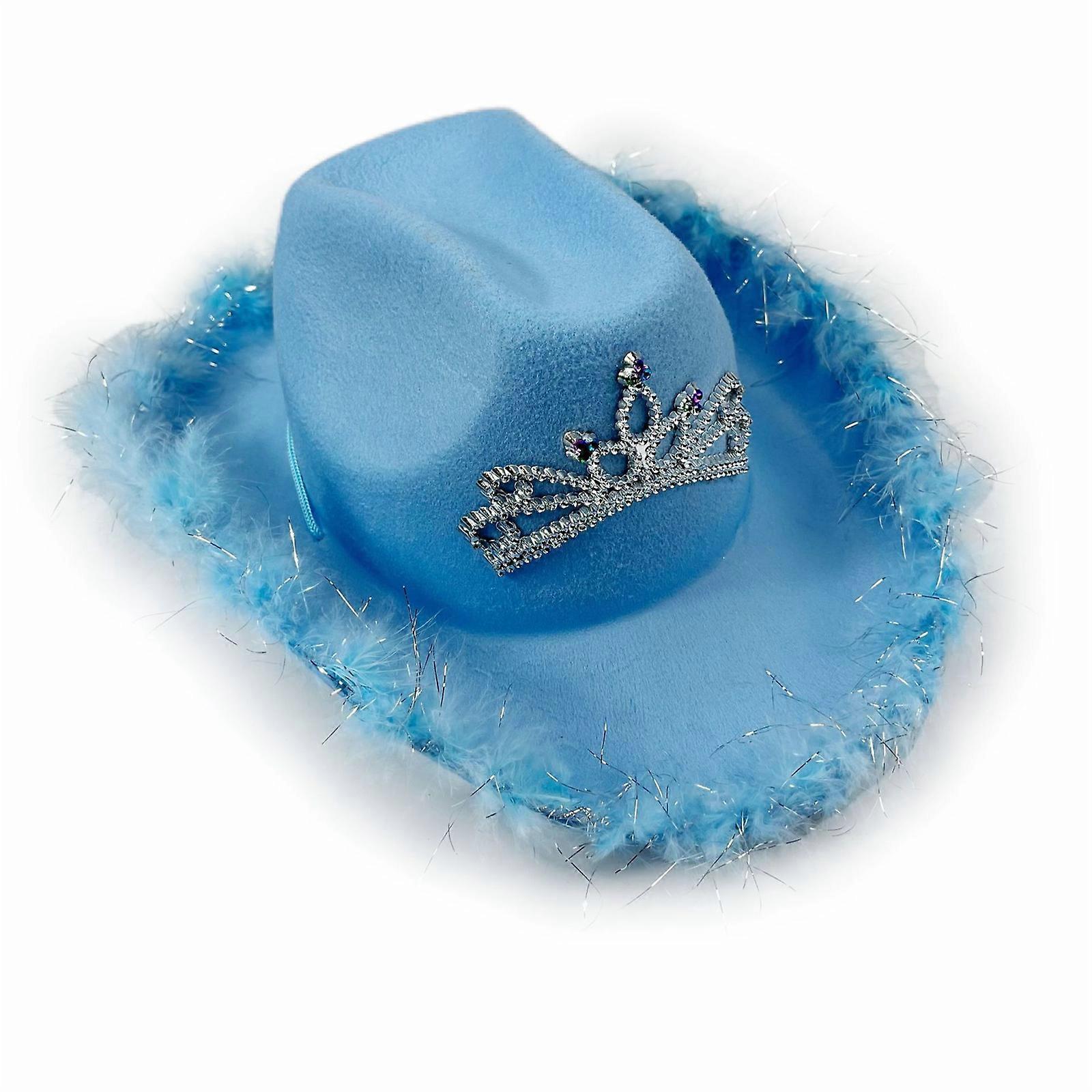 Rhinestone Crowns Cowboy Hat for Female Large Brim RolePlay Cowgirl Hat ...