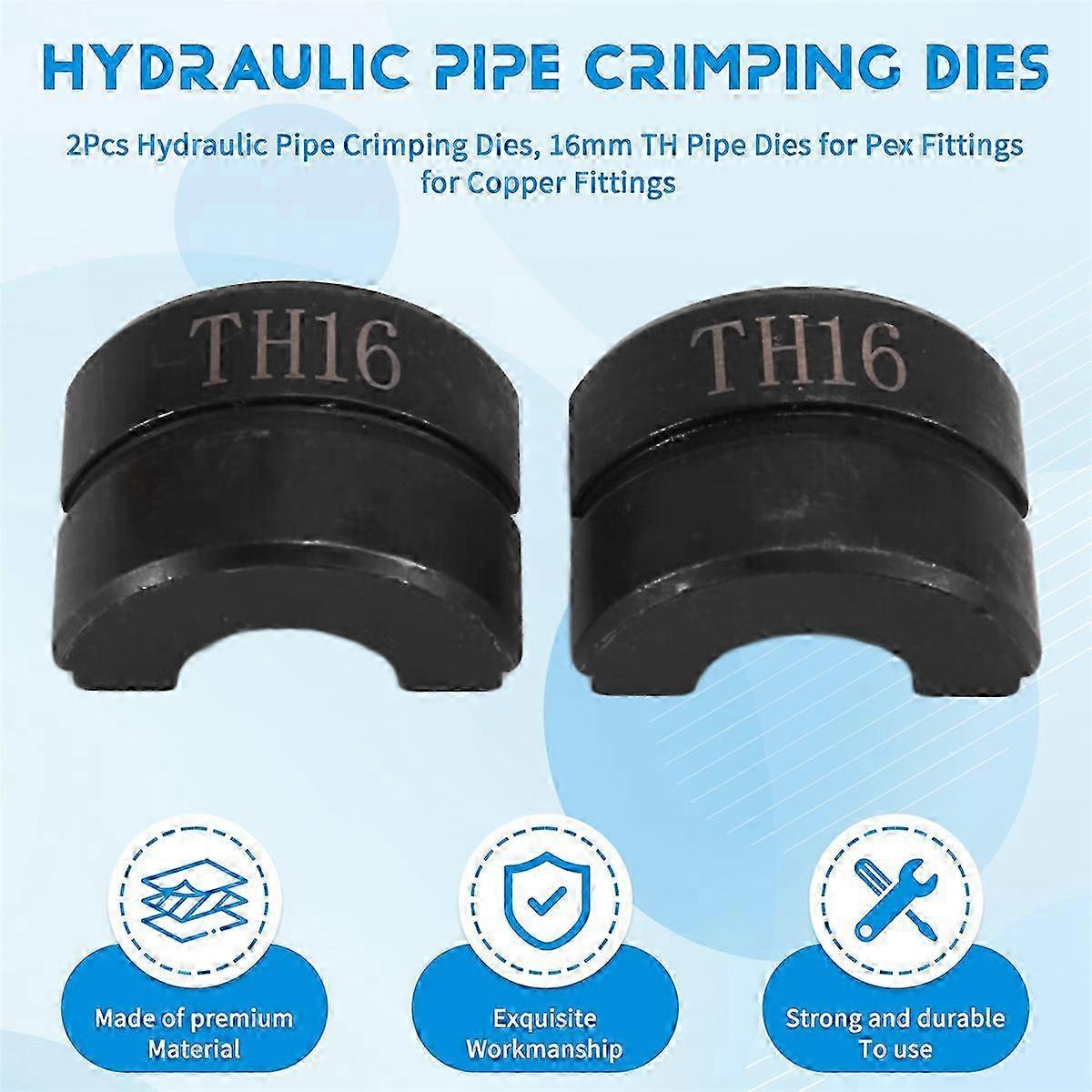 2Pcs Hydraulic Pipe Crimping Dies, 16mm TH Pipe Dies for Pex Fittings ...