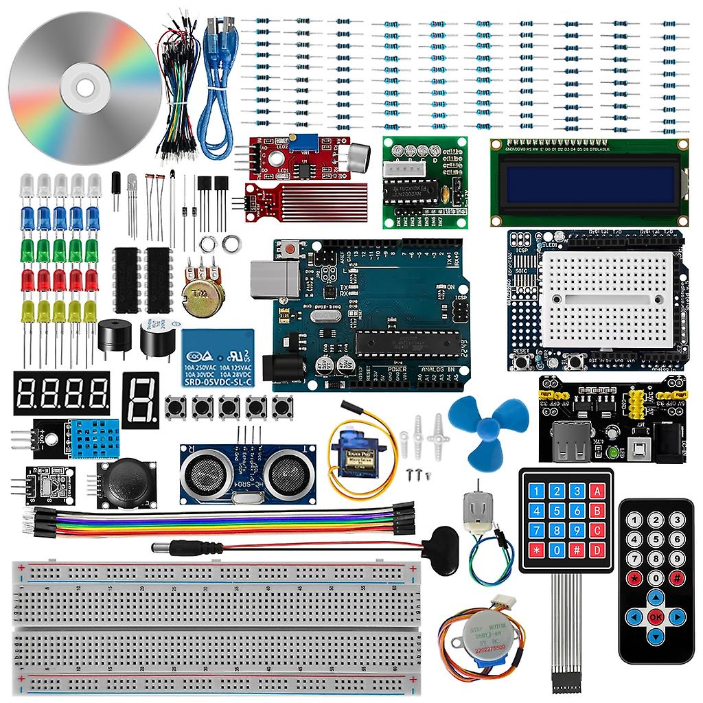 Voor R3 Breadboard Super Starter Kit met stappenmotor / SG90 Servo / 1602 LCD | Fruugo NL