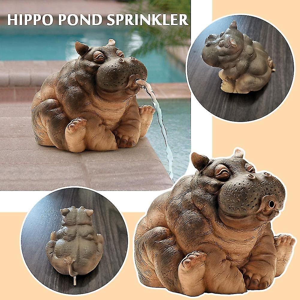 Hippo Garden Statue, African Hippo Decor Piped Pond Spitter Statue ...