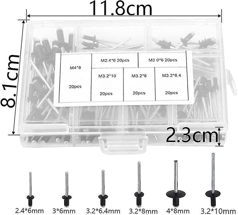 120 Pieces Black Rivet Pop Rivet Aluminum Blind Rivets Aluminum Flange ...