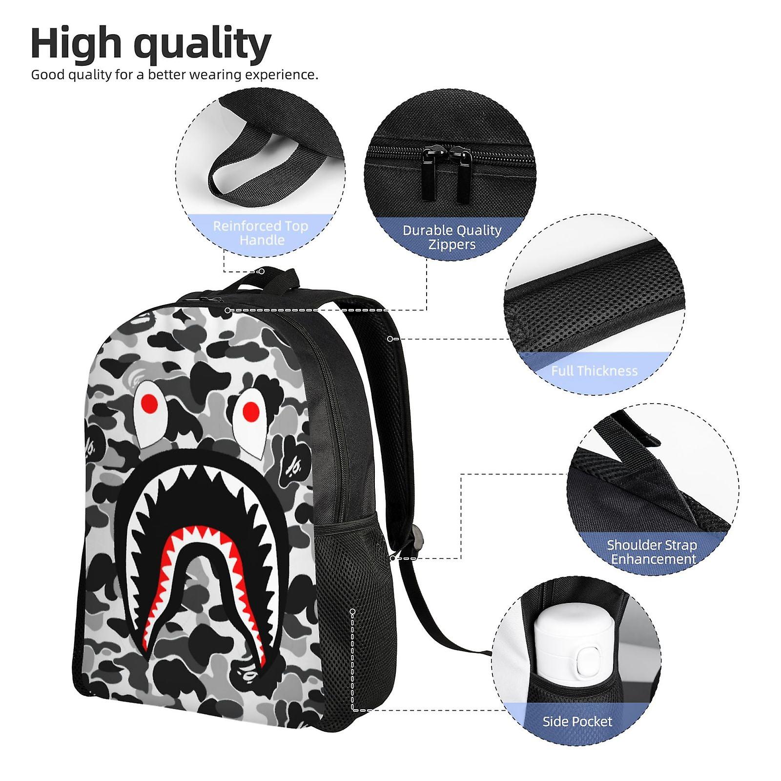 Bape Shark Camo Kids Backpacks School Bag Bookbag Casual Daypack ...