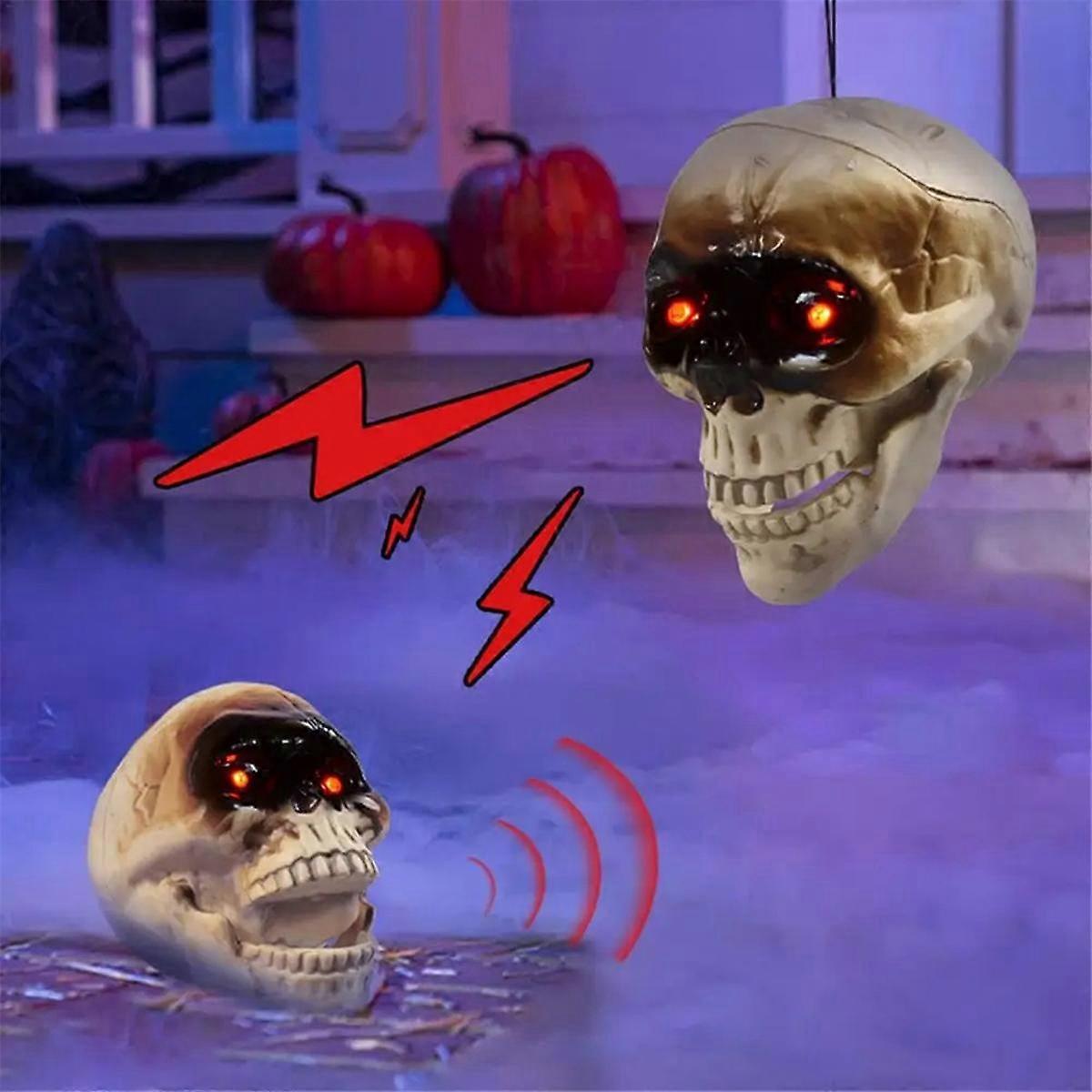 Spooky Skull Heads Halloween Decor Skull Heads with Motion Sensor ...