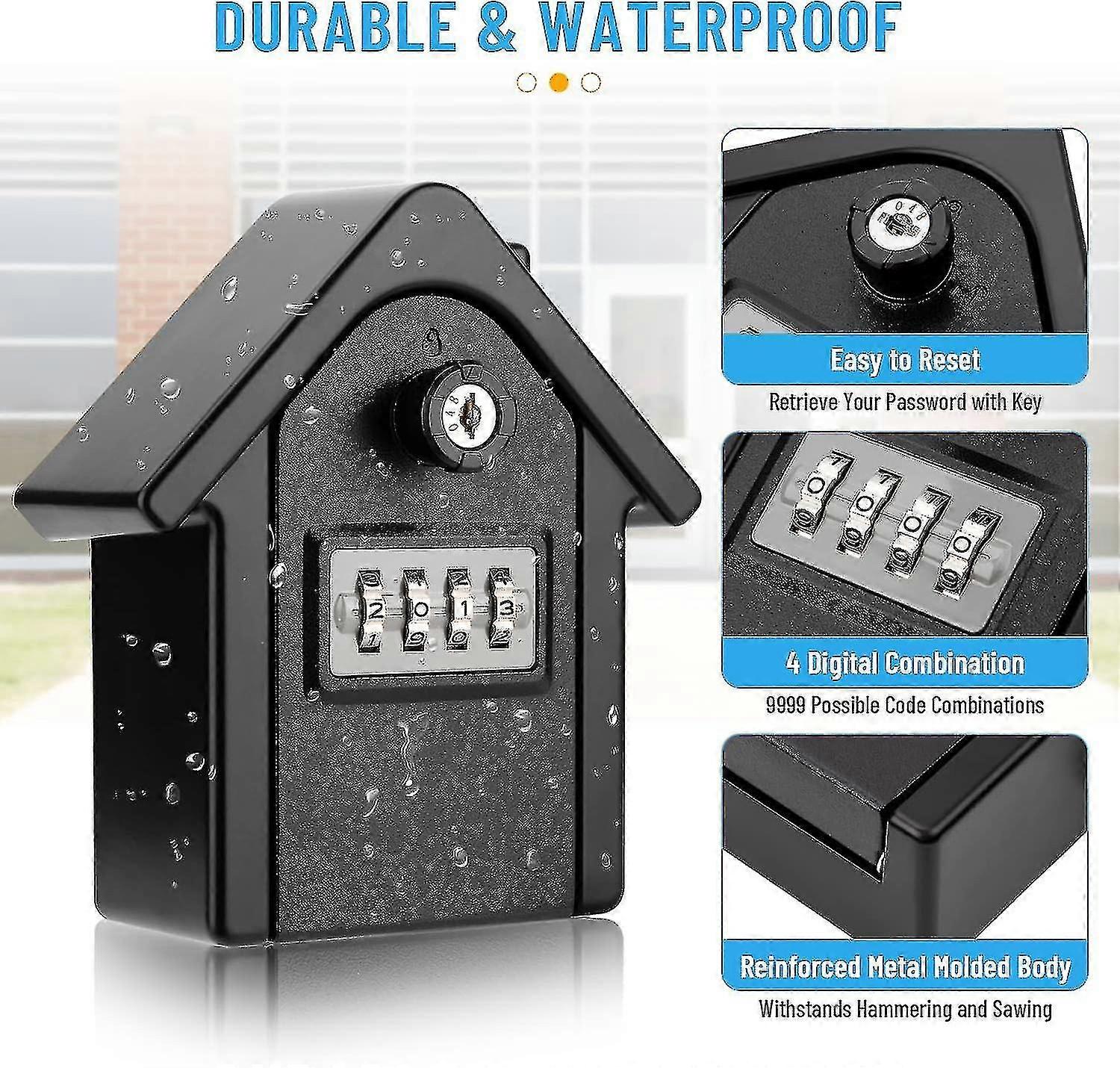 Large Key Safe Wall Mounted With Override Key, Password 4 Digit ...