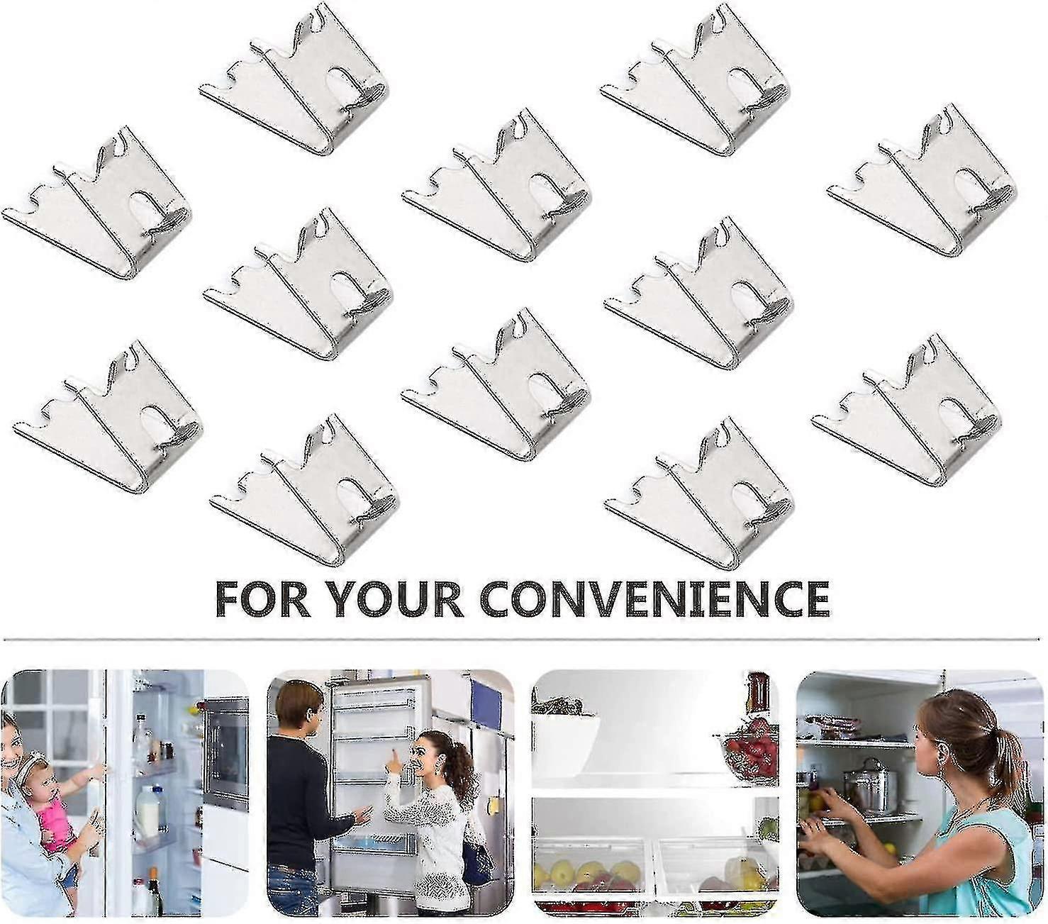 12 Pcs Freezer Shelf Clip Stainless Steel Fridge Shelf Support ...