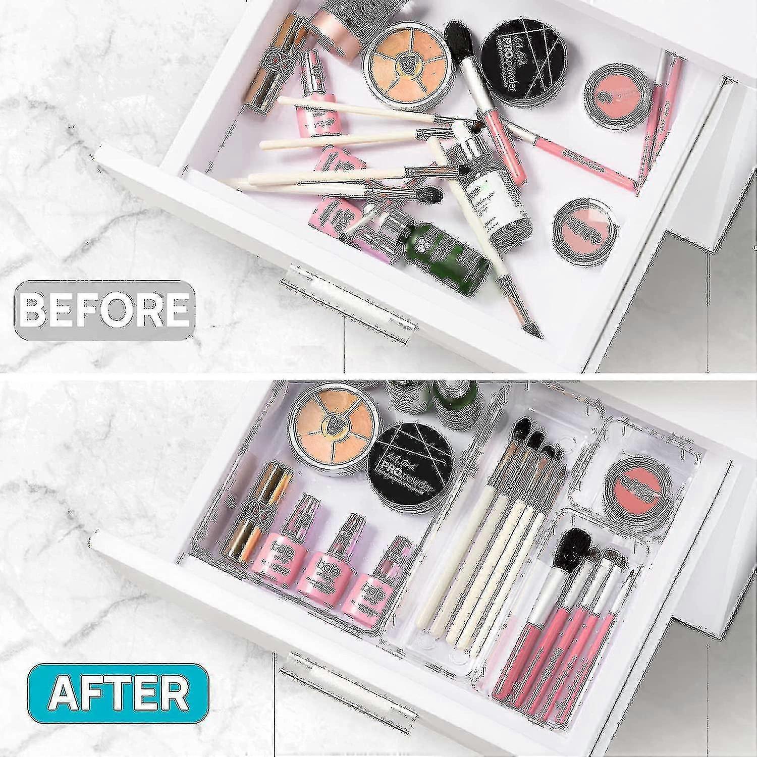 25 Pcs Clear Plastic Drawer Organizers Set, 4-size Versatile Bathroom ...