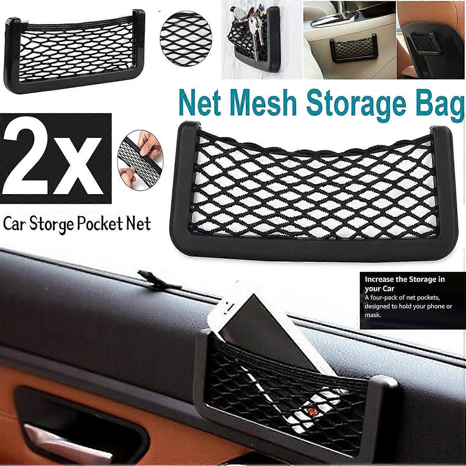 2Pcs Car Net Pocket Car Storage Mesh Bag Car Storage Net Small Car ...
