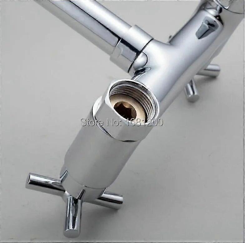 Exquisite Wall Mounted Kitchen Swivel Faucet Dual Handle Dual Hole ...