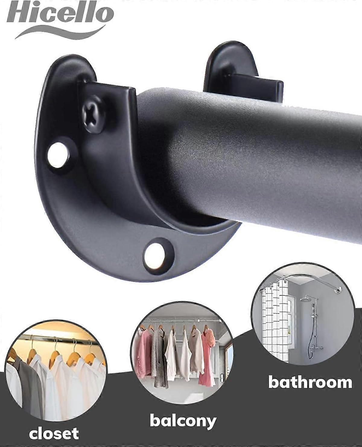 4PCS 25mm BLACK Wardrobe Hanging Rail Fittings, Curtain Rail Brackets ...