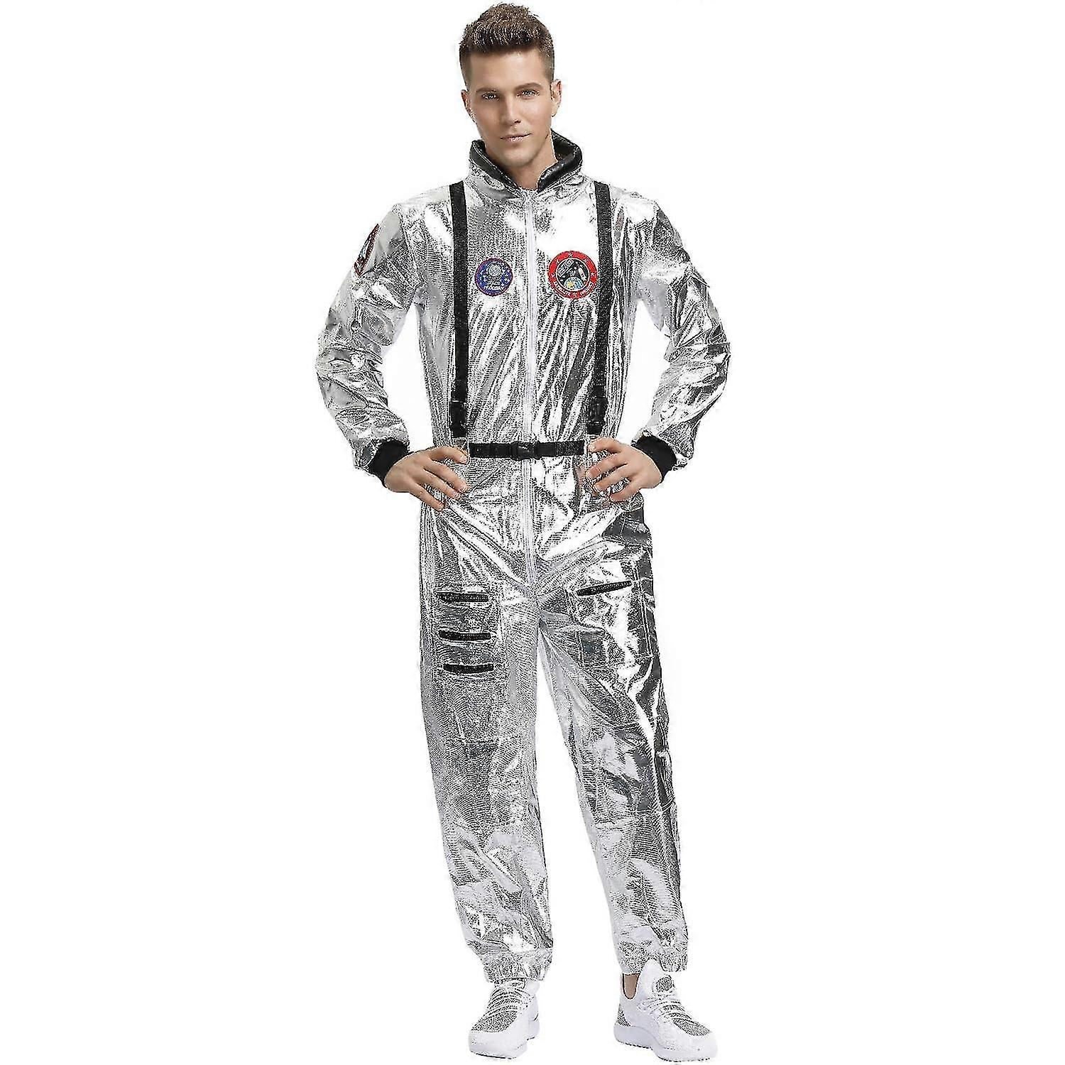 Astronaut Costume Space Suit For Adult Cosplay Costumes, Zipper Silver ...