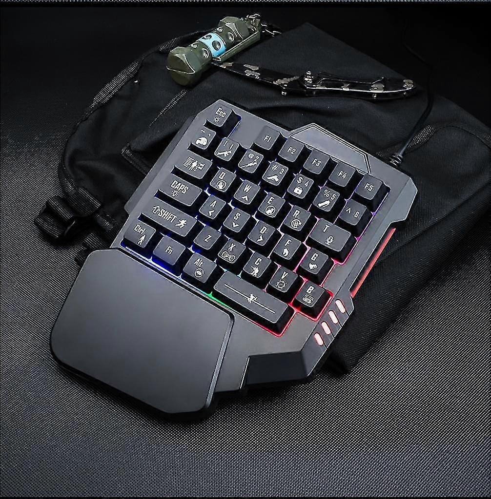 One Hand Mechanical Gaming Keyboard Blue Keys Rgb Backlit 35 Keys Fast ...