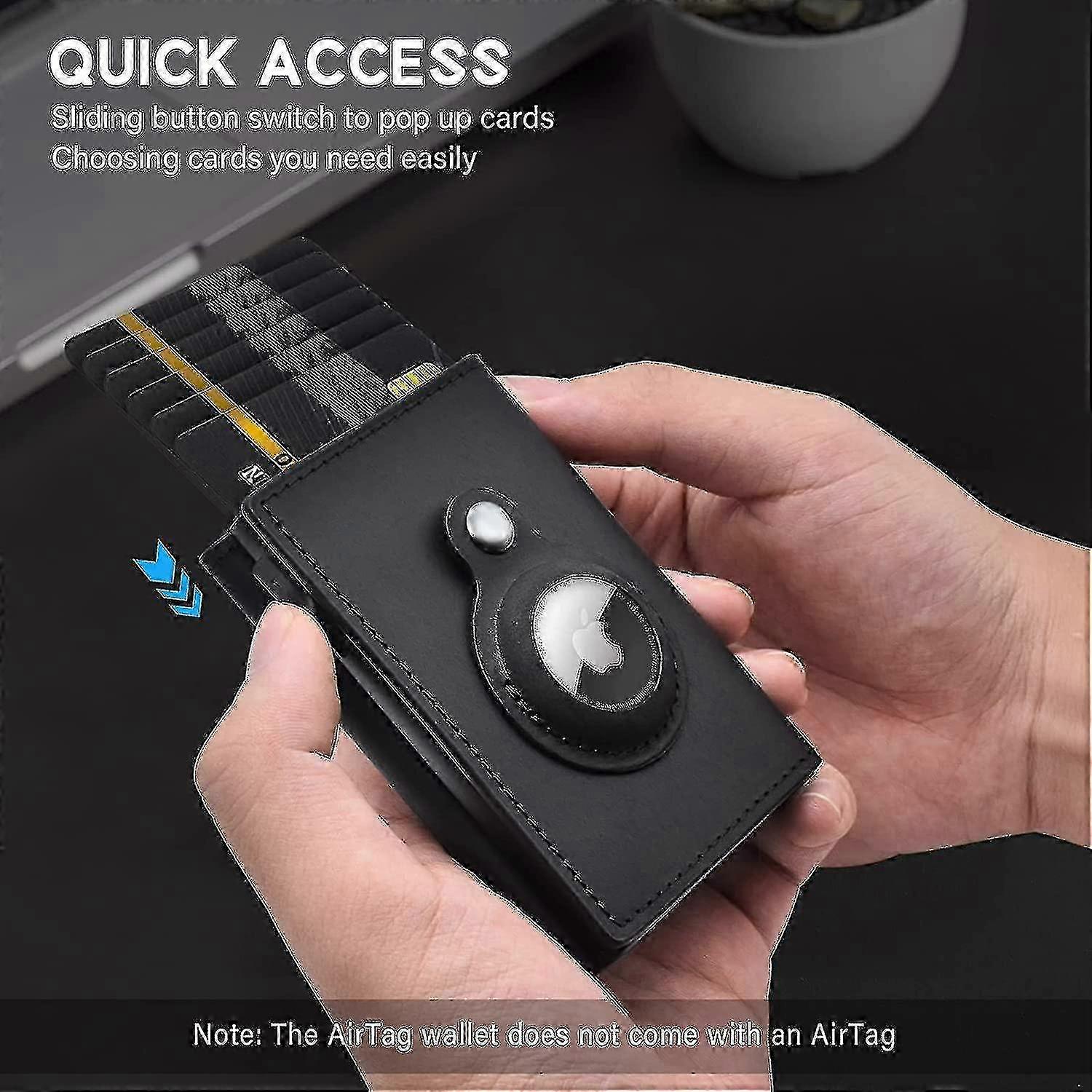 Airtag Wallet Genuine Leather Air Tag Wallet Rfid Technology Credit ...