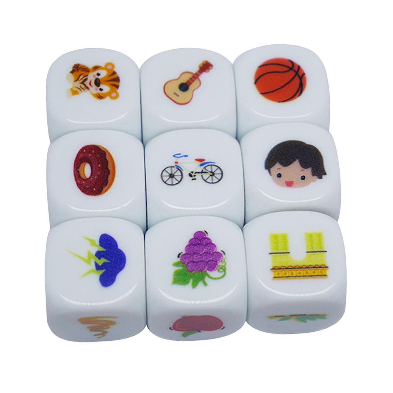 9pcs Acrylic Story Cubes, Storytelling Dice Family Dice Game for Kids ...