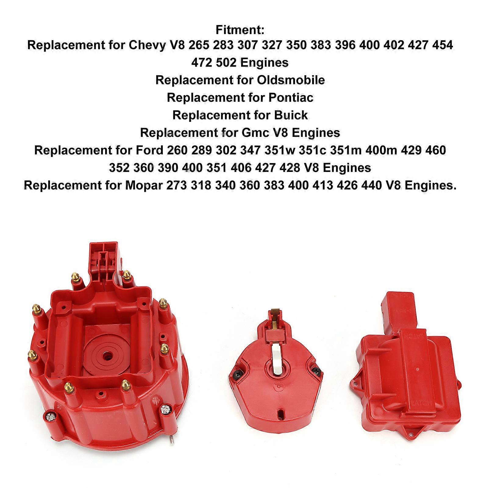 Distributor Cap with Coil Rotor Red Replacement for Chevy V8 265 283 ...