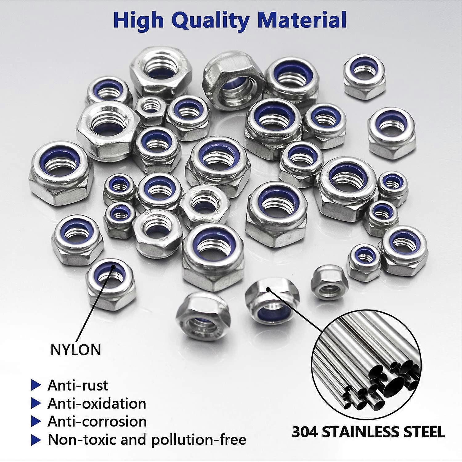 100 Pieces M6 Stainless Steel Lock Nut Hex Nut Lock Nuts Hex Nuts for Hardware Lock Nut ...
