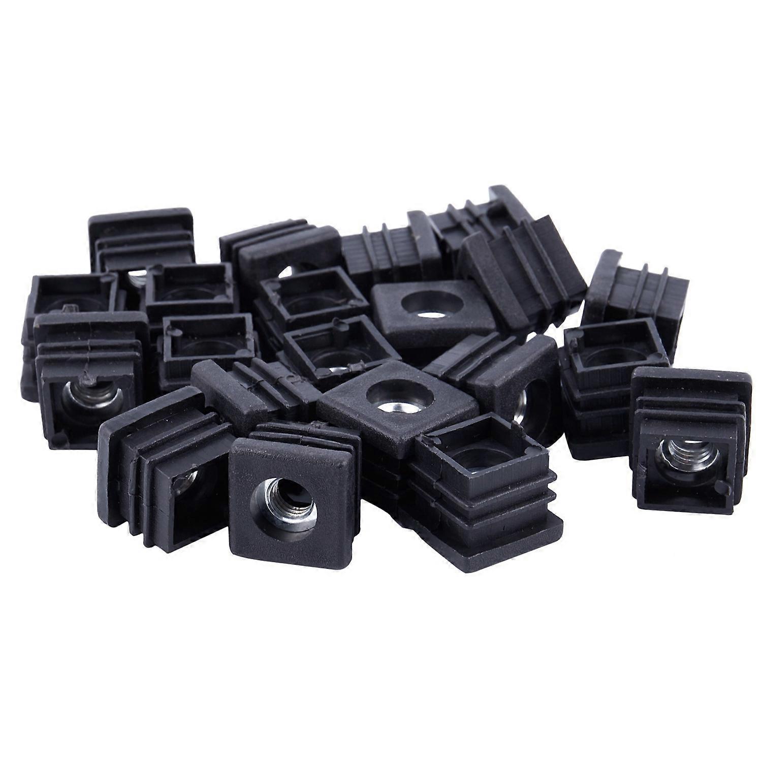 Square Tubing Pipe End Caps Insert Plugs M8 Thread 20x20mm 20Pcs Black ...