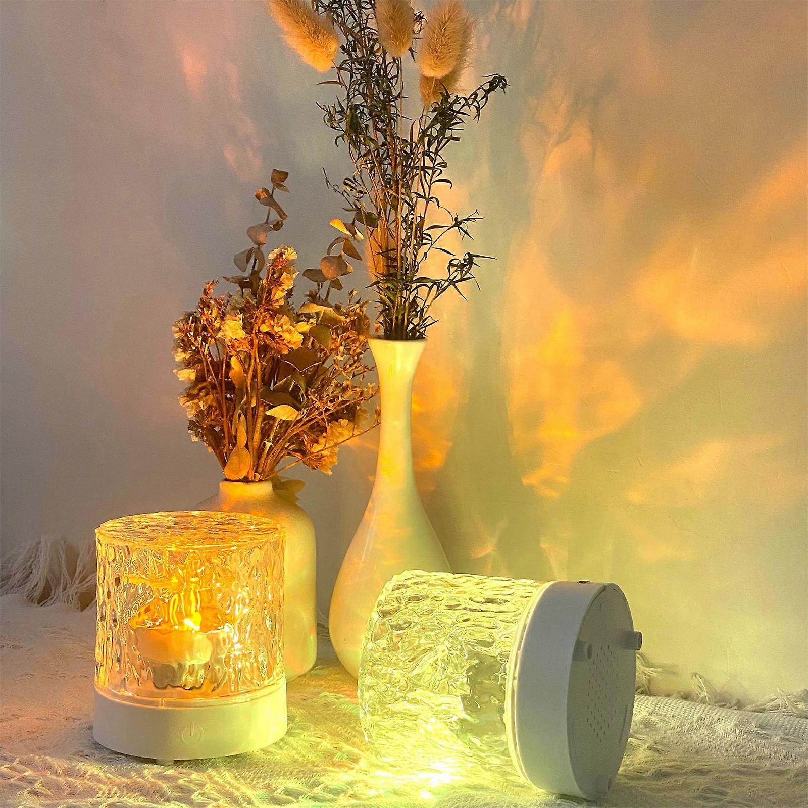 Water Ripple Three-Color Bedroom Light and Shadow Table Lamp Rotating ...