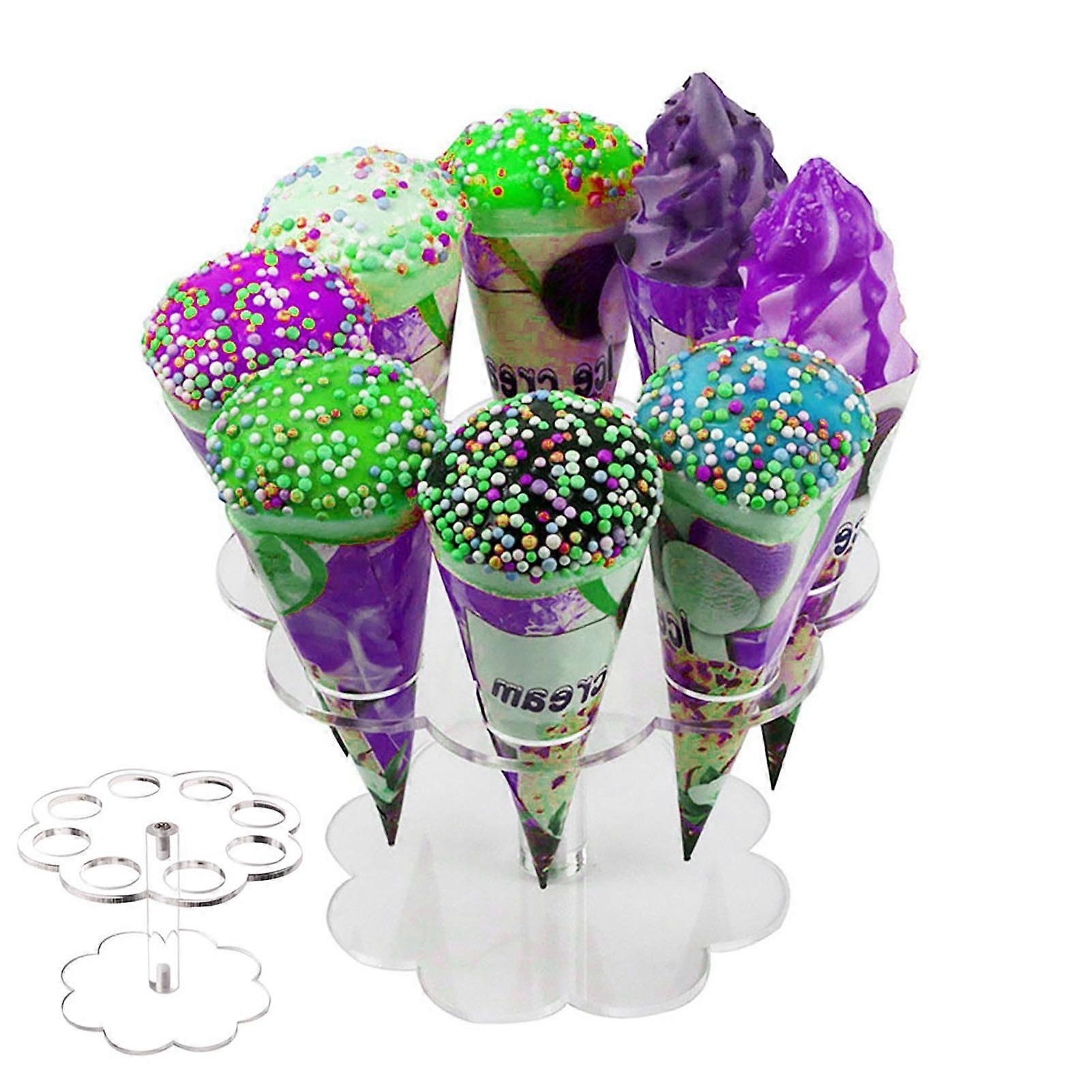 Ice Cream Cone Holder Detachable Anti-deformed Acrylic 8 Holes Wedding ...