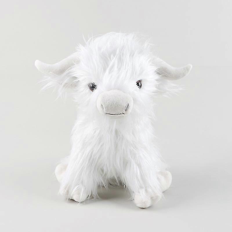 Three Colors Simulation Highland Cow Stuffed Toys Soft Cream White ...