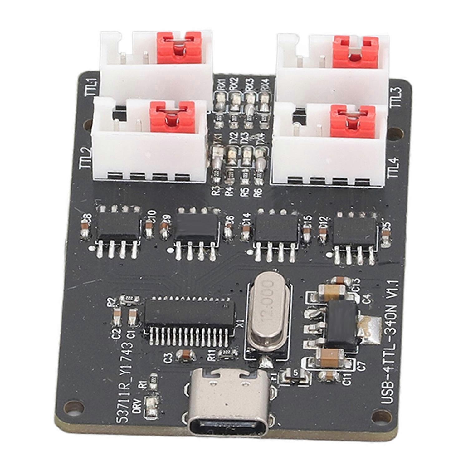 4 Way USB to TTL Serial Port Module TYPE C USB to TTL Serial Adapter Board with LED Indicator ...
