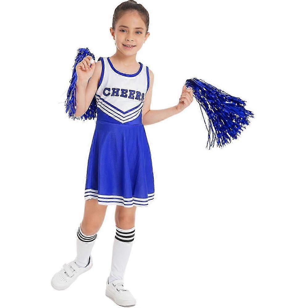 Girls Cheerleading Uniform Dance Costume Kids Cheerleader Outfit Round ...