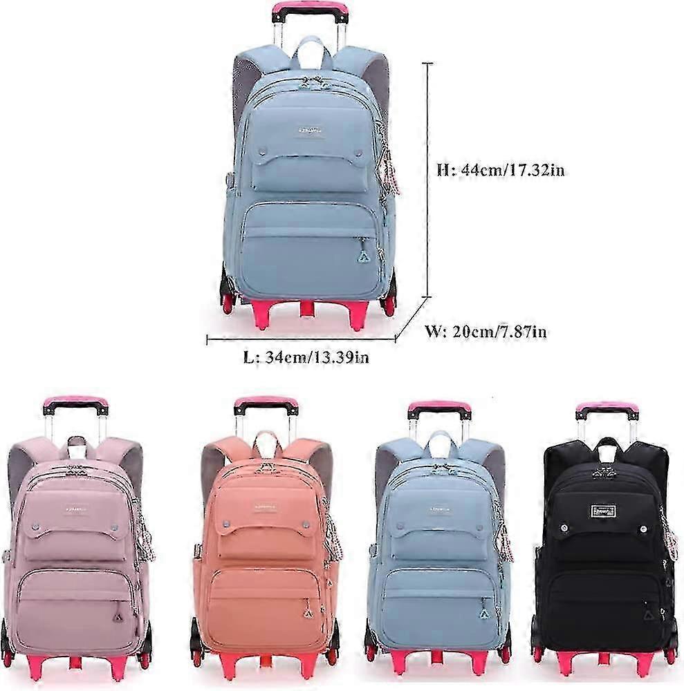 2025 Solid Color Girls Rolling Backpack With Wheels Schoolbag ...