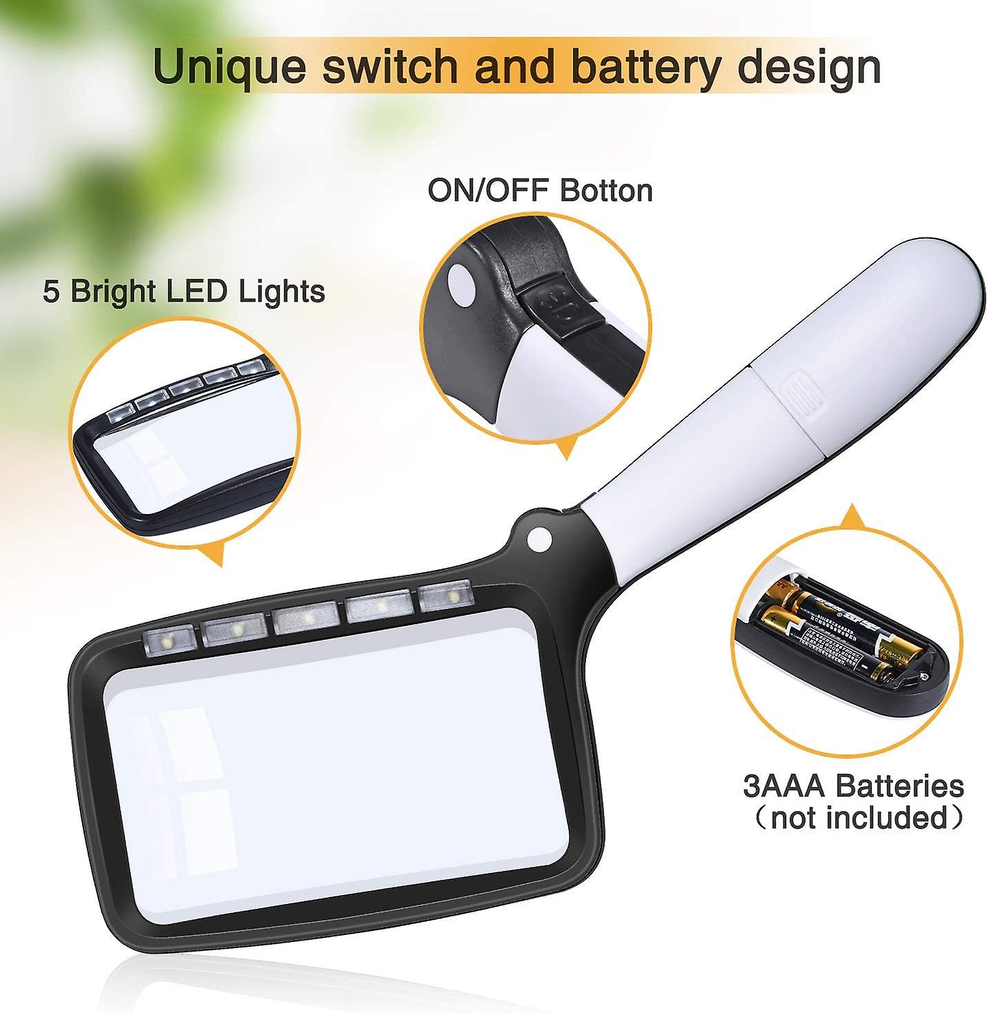 Rectangular Magnifying Glass With Light Magnifier Large Foldable ...