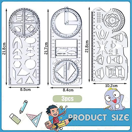 Multifunctional Geometric Ruler,Geometric Pattern Ruler,3 PCS ...
