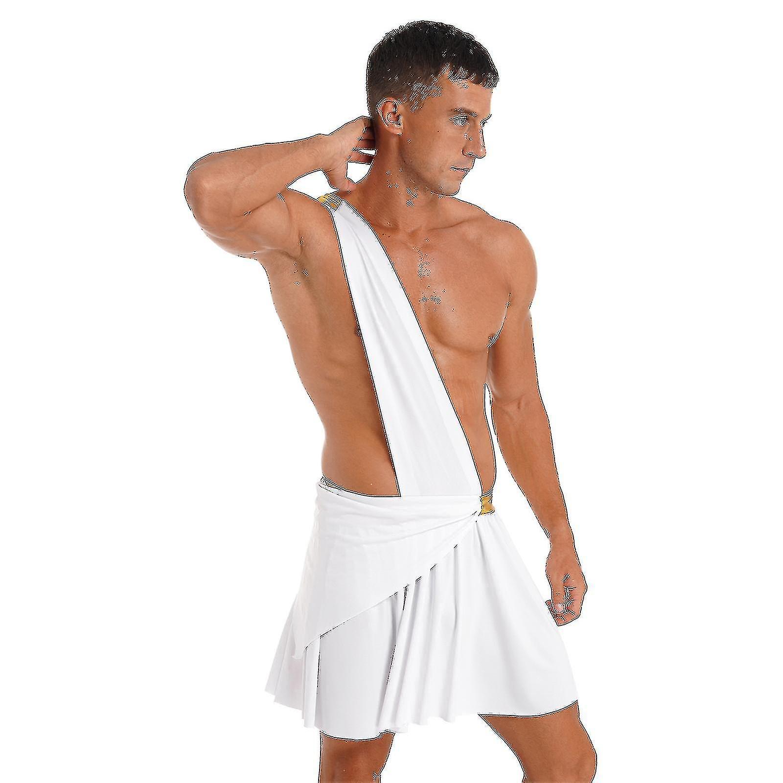 Ancient Greek God Gladiator Costume Mens One Shoulder Strap Gladiator ...