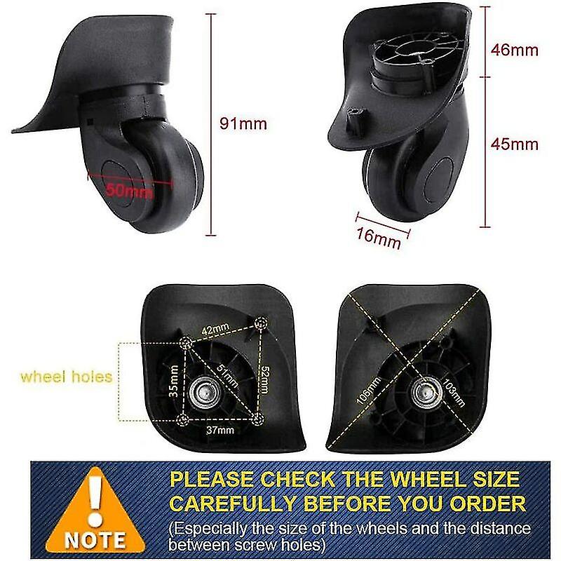 Universal Heavy Duty Silent Rubber Replacement Suitcase Wheels Pair For ...