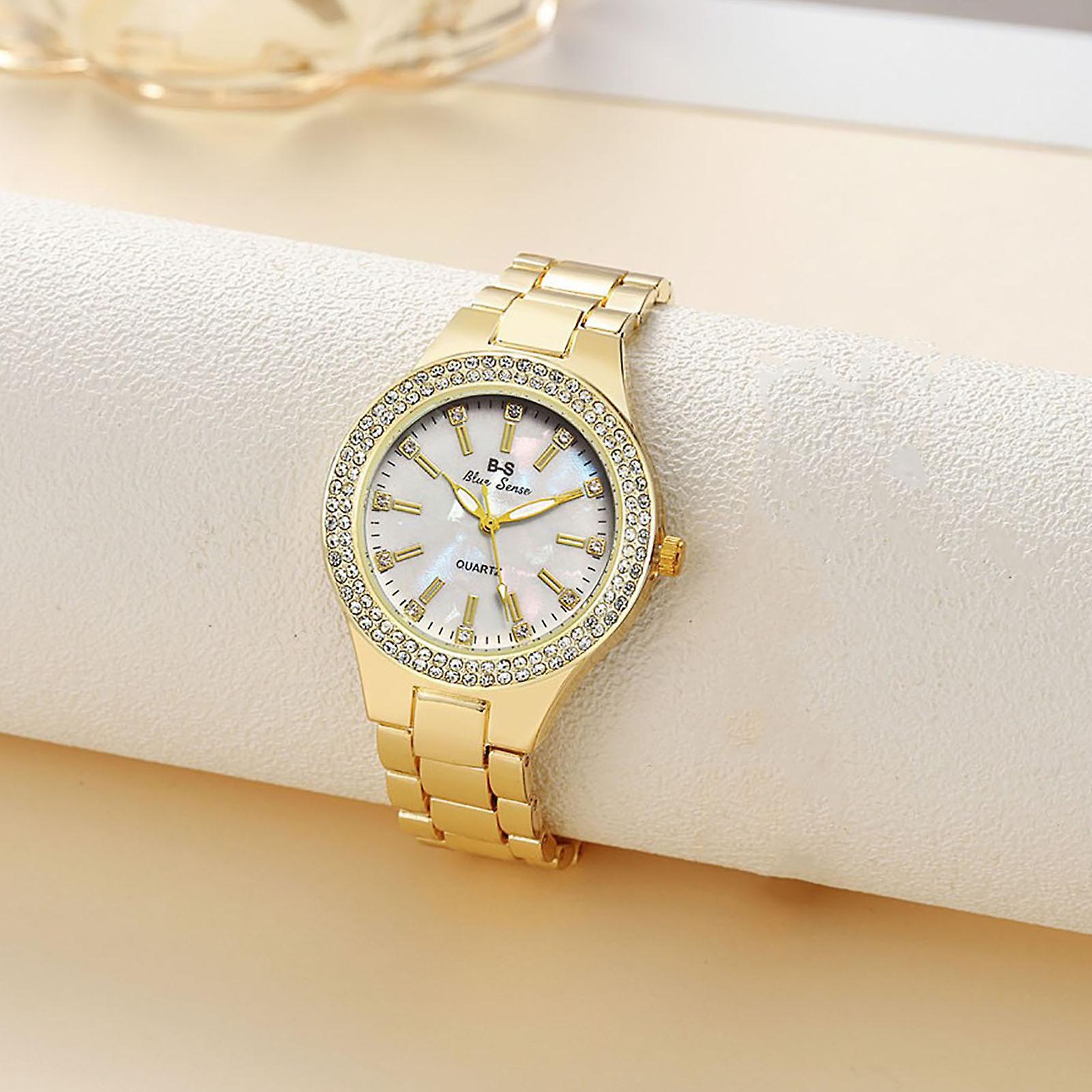 Watch Round Steel Band Luxury Birthday Gift Sparkling Rhinestone Quartz ...