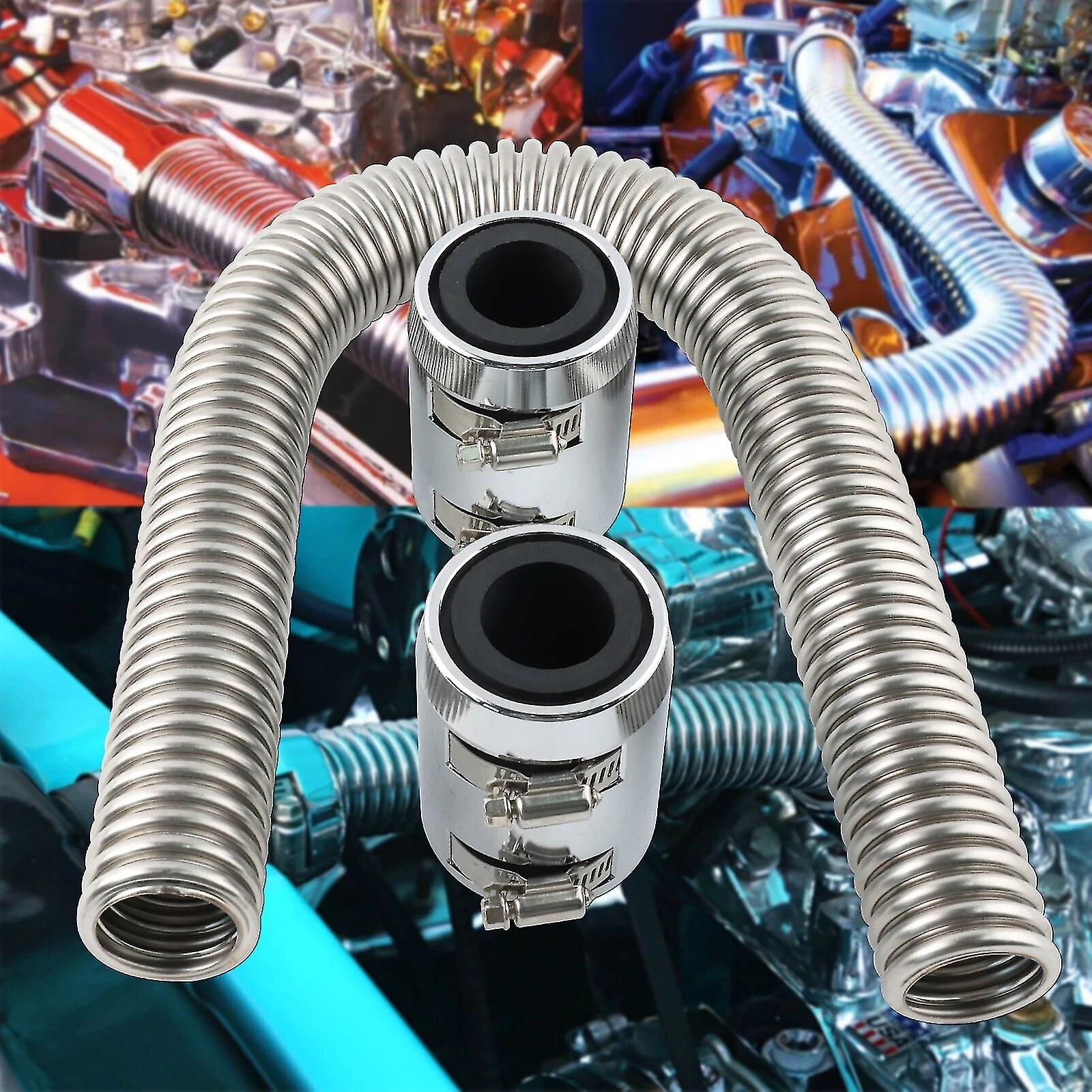 24 (61cm) Stainless Steel Radiator Hose Flexible Coolant Water Hose Kit ...