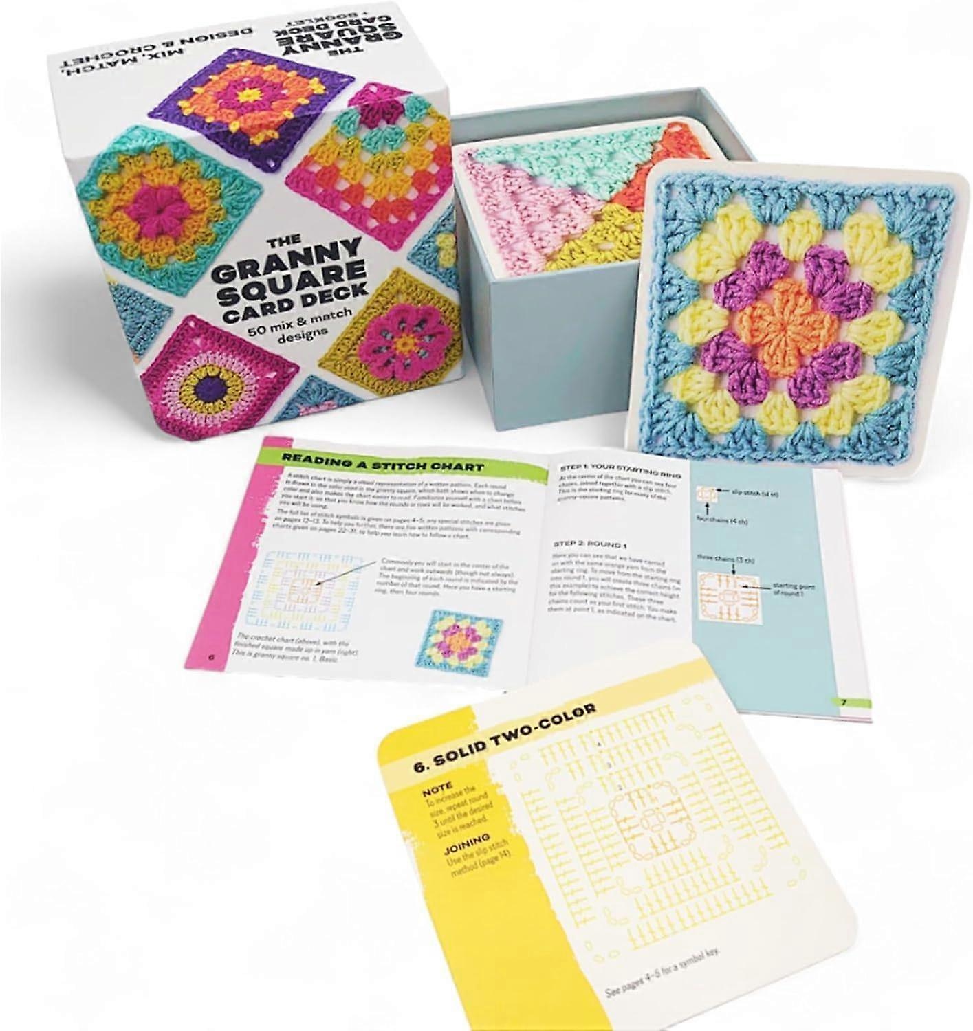 The Granny Square Card Deck, 50 Mix & Match Designs Cards, Knitting Kit ...