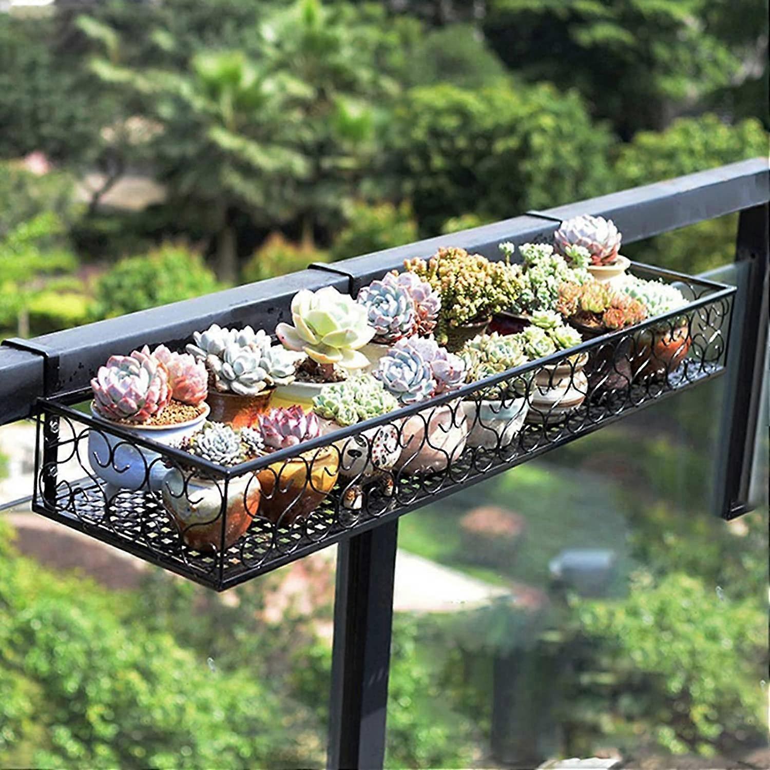 Nirvana Balcony Hanging Planter Rack,Iron Balcony Plant Shelf,Balcony ...