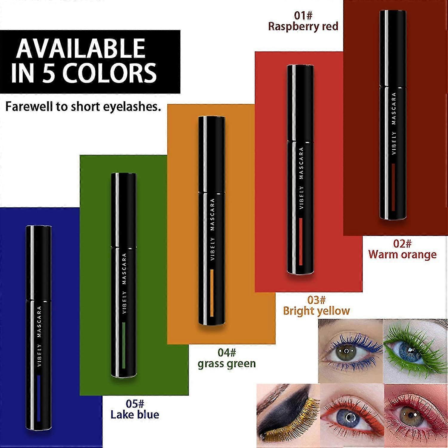 5 Colors Waterproof Color Mascara, Long Lasting Color Mascara,natural ...