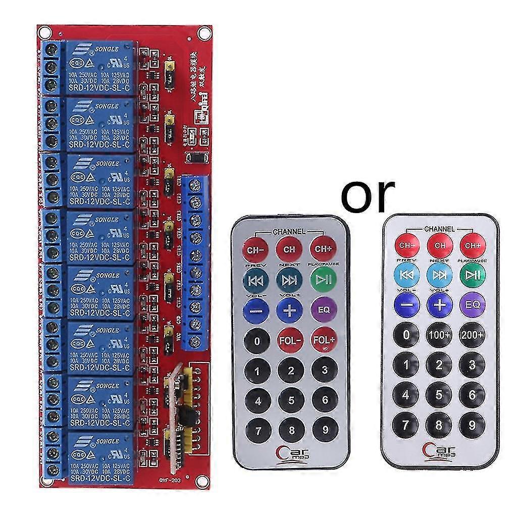 12v Multi-function 8-channel Relay Module Bidirectional Infrared Remote ...