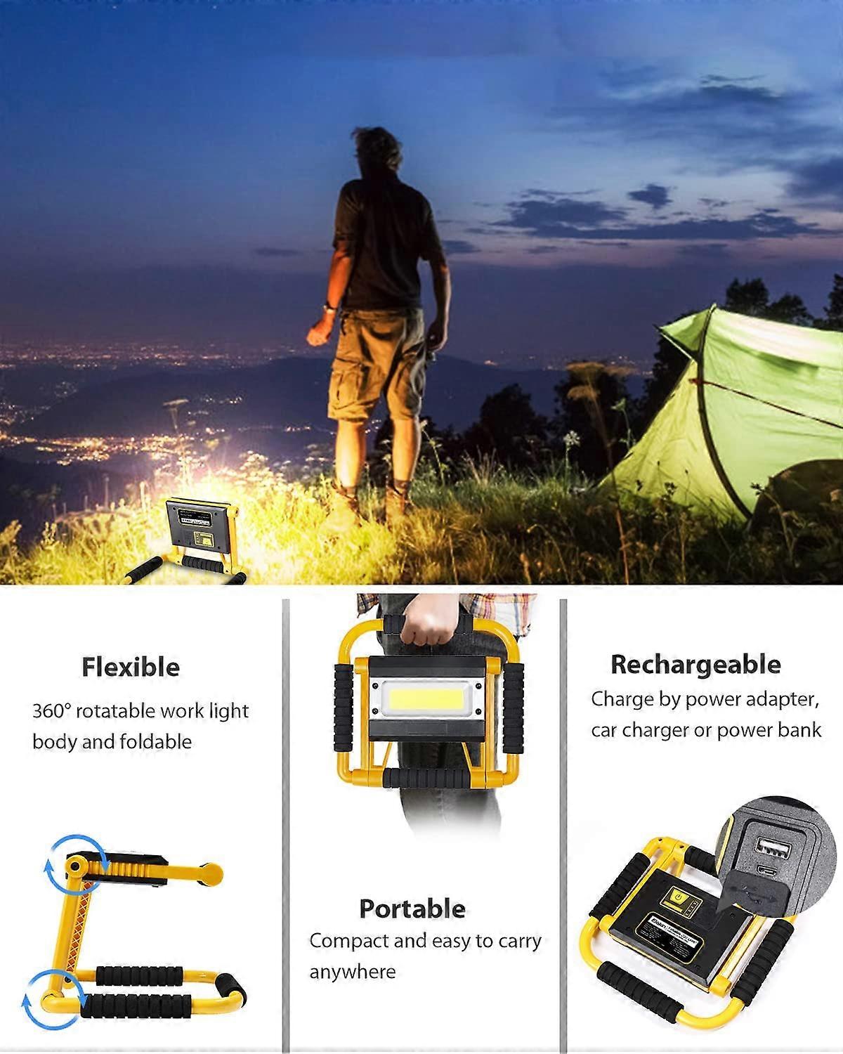 LED Rechargeable 80W, 51 LED Beads 6000 Lumens Outdoor LED Floodlight ...