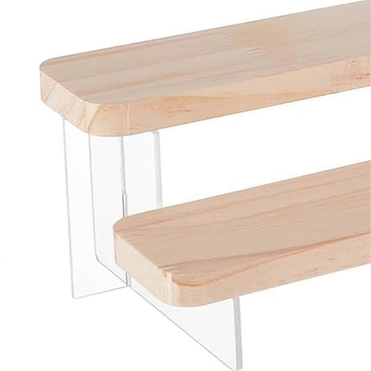 2-Tier Figure Display Stand Wooden Tiered Organizer Holder, Acrylic ...