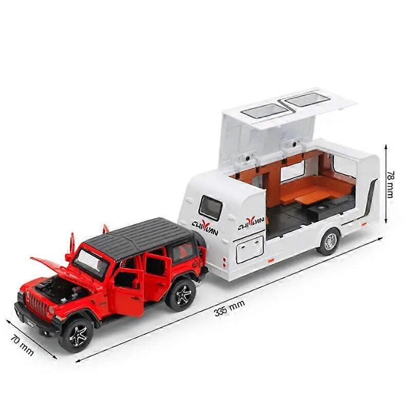 1/32 Alloy Trailer RV Car Model Diecast Metal Recreational Off-road ...