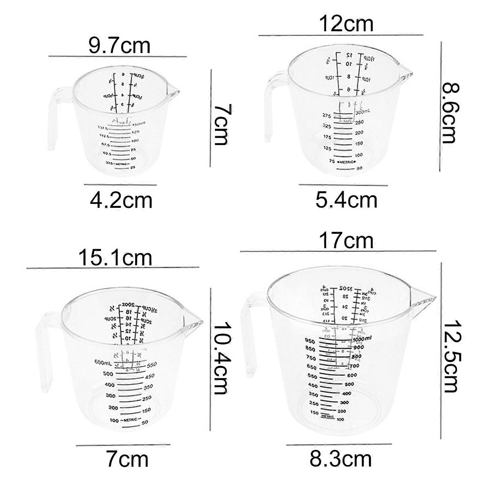 150ml/300ml/600ml/1000ml Measure Liquid Jug Transparent Ergonomic ...